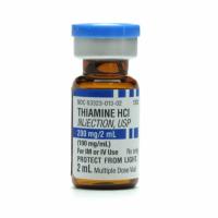China Custom Size 2ml Thiamine Glass Vial Labels With Blue Caps And Stoppers for sale
