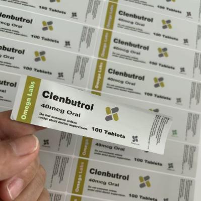 China Clenbutrol 40mcg 100 Tablets  Customized Design Pvc Materail Labels for sale
