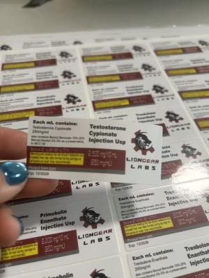 China Test Cyp 250mg 10ml vial Labels Customizable Size for Pharmaceu tical Bottles for sale