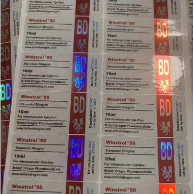 China Waterproof Customizable Size Glossy Finish Glass Vial Labels for 10ml Pharmaceutical Bottles for sale