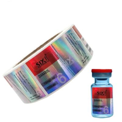 China Waterproof Glass Vial Labels 10ml Bottle Labels Six Platinium Design SGS for sale