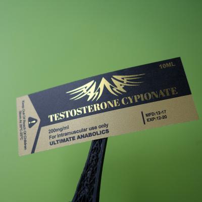 China Glossy Oil Proof Gold Foil 10ml Anabolic Vial Sticker for sale