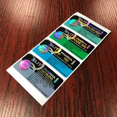 China Laser PET Hologram Medicine Bottle vial 10ml Vial Labels for sale