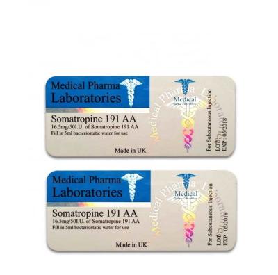 China Hologram Embossing Pharmaceutical Glass Vial Labels for sale