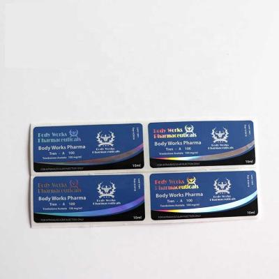 China 10ml CMYK Oral vial Pill Glass Vial Labels for sale