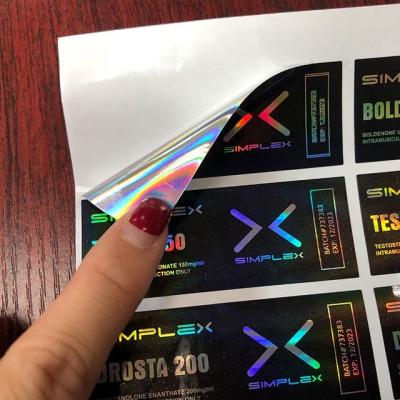 China Holographic 10ml Vial Labels 60x30mm For vial Bottle for sale