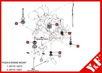 China OEM Komatsu PC200-6 Engine Mounting Parts 20Y-01-12210 20Y-01-12221 for Multiple Excavator Models for sale