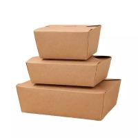 China Disposable Kraft Paper Lunch Box 337g 880ml Take Away Food Packaging with PE Coating for sale