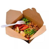 China Disposable Kraft Paper Lunch Box 337g 880ml Take Away Food Packaging with PE Coating for sale