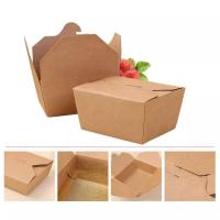 China Disposable Kraft Paper Lunch Box 337g 880ml Take Away Food Packaging with PE Coating for sale