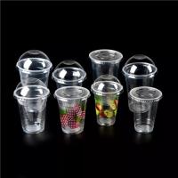 China Disposable Recycled PET RPET Cupsmall Clear Plastic Tableware For Tea Juice Fruit With Lid for sale