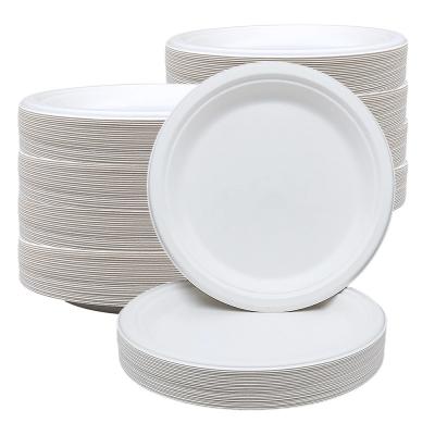 China Fruit Eco Compostable Sugarcane Plates Round Biodegradable Sugarcane Bagasse Plates for sale