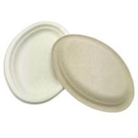 China 100 Compostable Oval Fruit Food Paper Bagasse Sugarcane Biodegradable Plates for sale