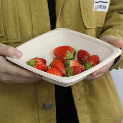 China Eco Biodegradable Sugarcane Disposable Bowls 16oz Square Bowl With Lid for sale