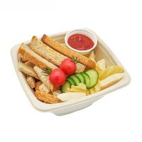 China Square Biodegradable Sugarcane Bagasse Bowl 24oz Paper Containers With Lids for sale