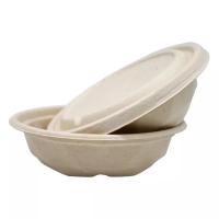 China Biodegradable Sugarcane Bagasse Bowl 1000ml with Lid Disposable Takeaway Container for sale