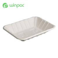 China Party Compostable Fruit Meat 220ml Sugarcane Bagasse Tray Disposable Biodegradable for sale