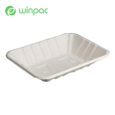 China Party Compostable Fruit Meat 220ml Sugarcane Bagasse Tray Disposable Biodegradable for sale