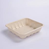 China 140ml Disposable Biodegradable Sugarcane Bagasse Tray 155x145x35mm Food Vegetable Plate for sale