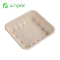China 140ml Disposable Biodegradable Sugarcane Bagasse Tray 155x145x35mm Food Vegetable Plate for sale