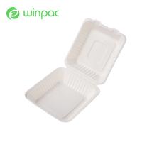 China Disposable Biodegradable 6 Inch Sugarcane Bagasse Take Away Food Container Lunch Box 500pcs for sale