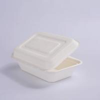 China Hotel Microwavable Sugarcane Bagasse Clamshell Disposable Take Away Bagasse Lunch Box for sale