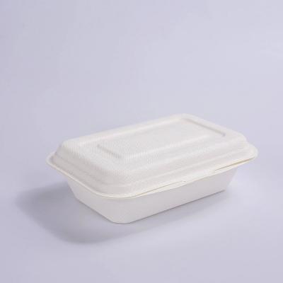 China Hotel Microwavable Sugarcane Bagasse Clamshell Disposable Take Away Bagasse Lunch Box for sale