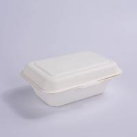 China White Biodegradable Sugarcane Bagasse Clamshell Lunch Box 600ml Takeaway Food Container for sale