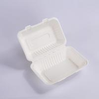 China White Biodegradable Sugarcane Bagasse Clamshell Lunch Box 600ml Takeaway Food Container for sale