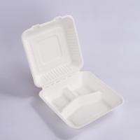 China Oem Biodegradable Sugarcane Bagasse Clamshell Box 9in 3 Compartment Meal Prep Containers for sale