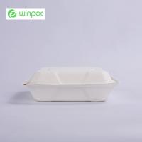 China Sustainable Compostable Sugarcane Bagasse Clamshell Takeaway Containers 8 Inch for sale