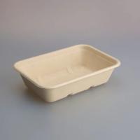 China Disposable 550ml Sugarcane Bagasse Box Biodegradable Food Container With Lid for sale