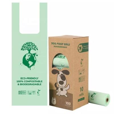 China PLA Biodegradable Compostable Dog Waste Bags 12 Mic Thickness Custom Size Eco Friendly Pet Poop Bags for sale