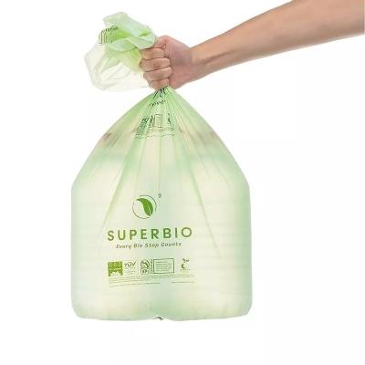 China PLA Compostable Star Seal Kitchen Trash Bags 12 Mic Biodegradable Food Scrap Bags for sale
