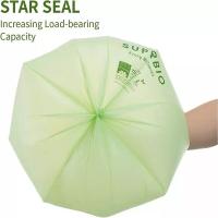 China PLA Compostable Star Seal Kitchen Trash Bags 12 Mic Biodegradable Food Scrap Bags for sale