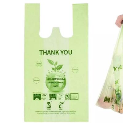 China PLA Compostable T Shirt Shopping Bags 12 Mic Biodegradable Custom Size for sale