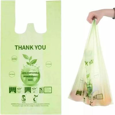 China Wholesale Compostable PLA Corn Starch Biodegradable T Shirt Shopping Bag Vest Bag On Roll Custom Size for sale
