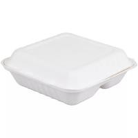 China Biodegradable Eco Friendly 3 Compartment Bagasse Clamshell Containers 8 10 Inch for sale