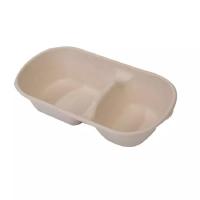 China Eco Friendly Wheat Straw 2 Compartment Disposable Food Containers Lunch Box With Lid for sale