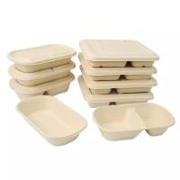 China Disposable Compostable Take Away Food Containers Sugarcane Bagasse Tableware Box for sale