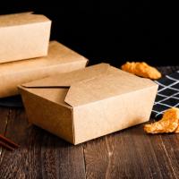 China Custom Logo Disposable Kraft Paper Food Packaging Lunch Box 880ml to 2000ml Food Grade for sale
