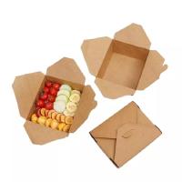 China 50pcs Biodegradable Kraft Paper Food Packaging 1000ml Disposable Meal Prep Containers for sale