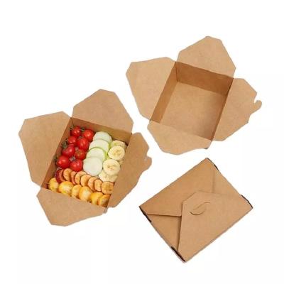 China 50pcs Biodegradable Kraft Paper Food Packaging 1000ml Disposable Meal Prep Containers for sale