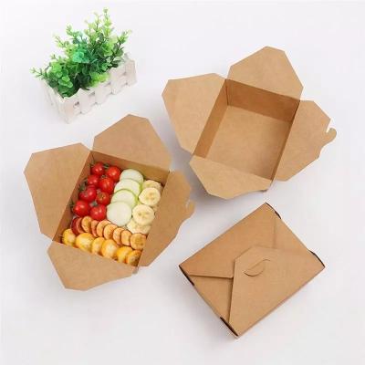 China Biodegradable Kraft Paper Sandwich Box 1300ml Disposable Food Packaging Bento Box with PE Coating for sale