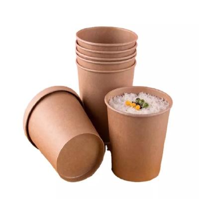 China Disposable 8 oz to 32 oz Kraft Paper Soup Cup with PE Coating and Lid for Takeaway Food Packaging for sale