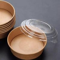 China Custom 750ml Kraft Paper Salad Bowl with Lid Biodegradable Food Container for sale