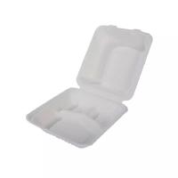 China Disposable 3 Compartment Corn Starch Takeaway Container 900ml Biodegradable Clamshell for sale
