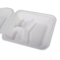 China Disposable 3 Compartment Corn Starch Takeaway Container 900ml Biodegradable Clamshell for sale