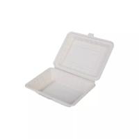 China 195mm Disposable Biodegradable Corn Starch Clamshell Food Packaging 600ml for sale