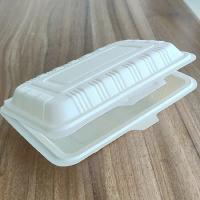 China Biodegradable 900ml Corn Starch Takeaway Food Container Clamshell 210x200x65mm for sale